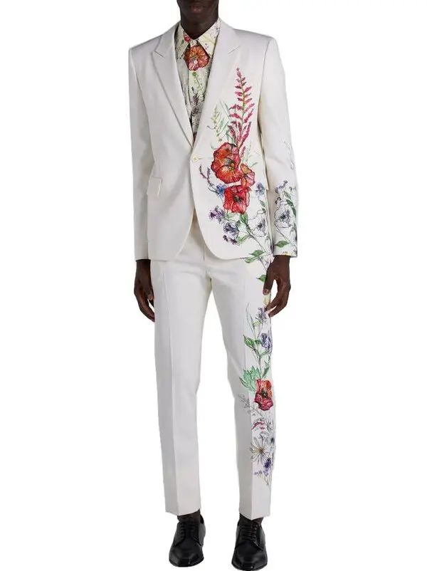 Alexander McQueen Printed Wool Tailored Jacket - White Multi