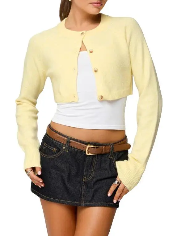 EDIKTED Morgynne Crop Cardigan - Yellow