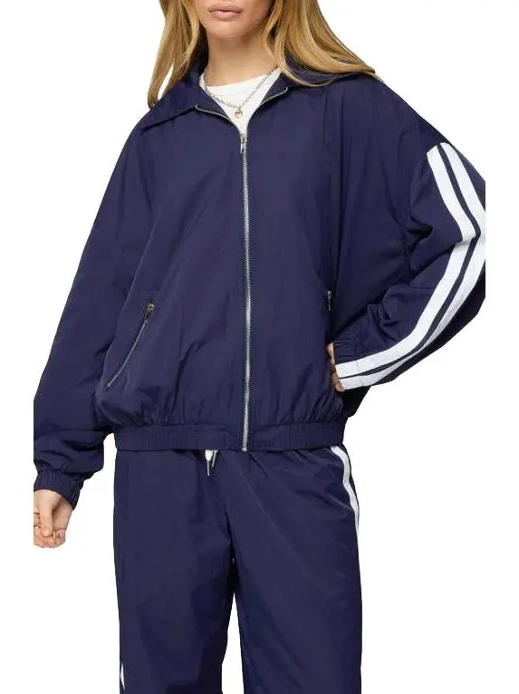 EDIKTED Kieran Stripe Nylon Track Jacket - Navy