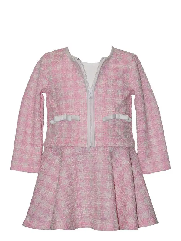 IRIS & IVY Mixed Media Two-piece Dress & Jacket Set - Pink