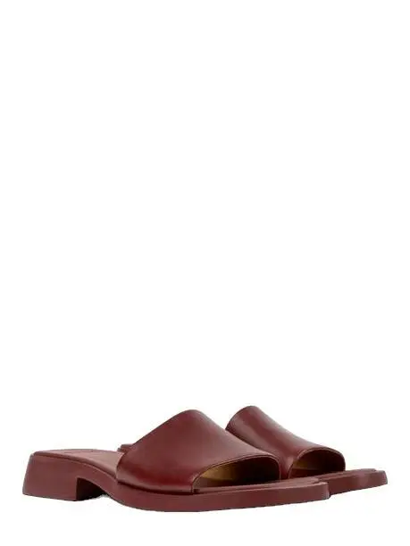 Camper Leather Slide Sandal - Burgundy