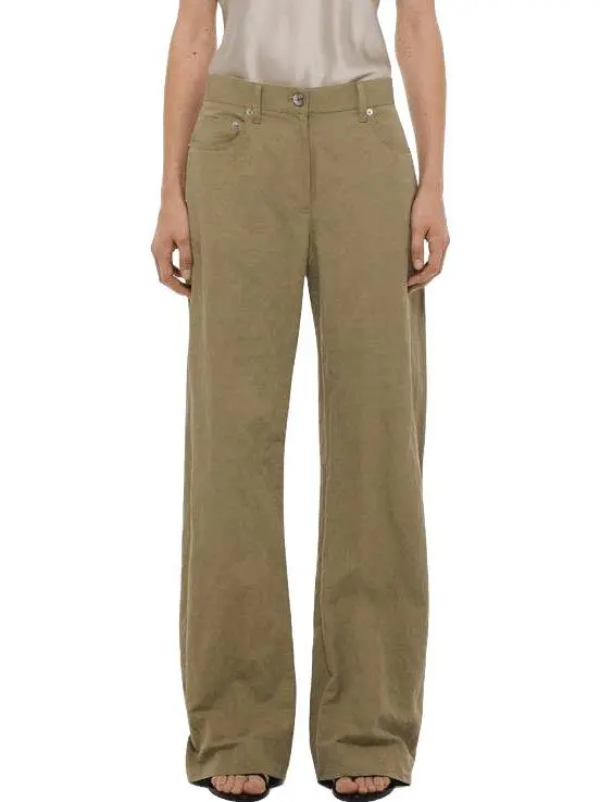 Helmut Lang Cotton Blend Bootcut Trousers - Warm Sage