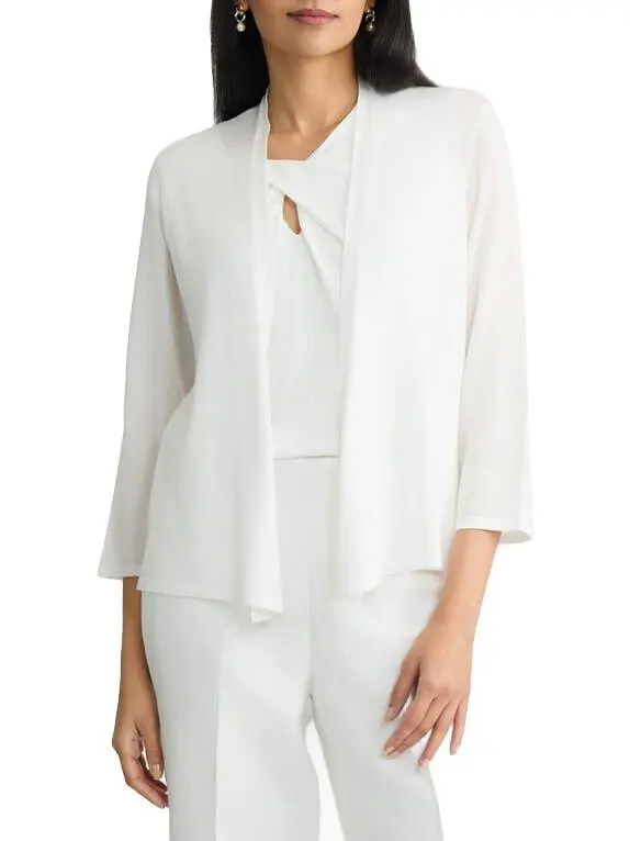 KASPER Open Front Cardigan - Lily White