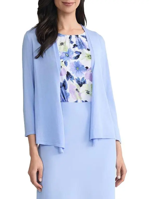 KASPER Open Front Cardigan - Paris Bleu