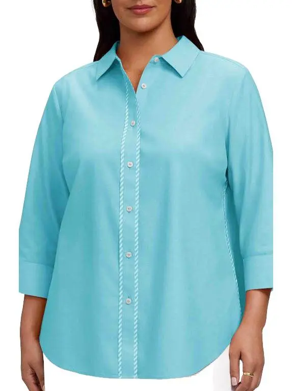 Foxcroft Marni Trim Shirt - Capri Blue