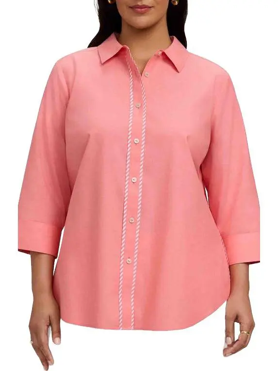 Foxcroft Marni Trim Shirt - Coral Reef Red