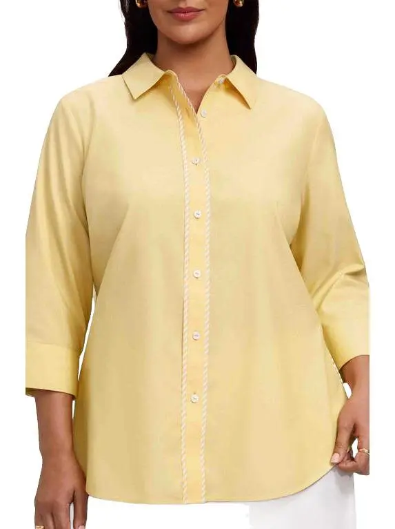 Foxcroft Marni Trim Shirt - Lemon Yellow