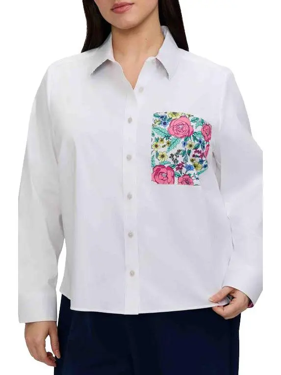 Foxcroft Cotton-blend Button-up Shirt - White Multi
