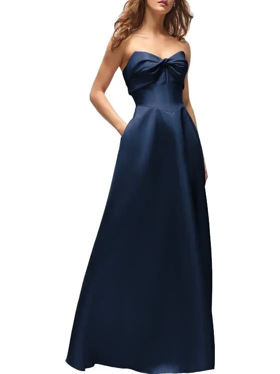 Alfred Sung Antoinette Strapless Mikado Gown - Midnight