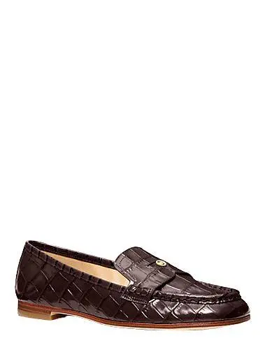 Michael Kors Jennings Crocodile Embossed Leather Loafer - Brown