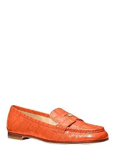 Michael Kors Jennings Crocodile Embossed Leather Loafer - Orange