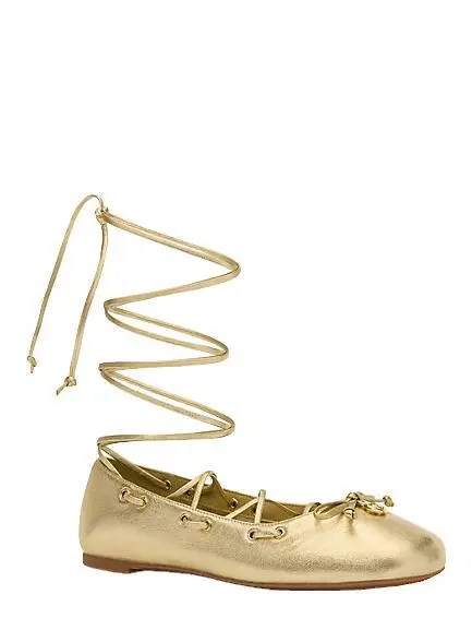 Michael Kors Shae Flex Metallic Leather Ballet Flat - Gold
