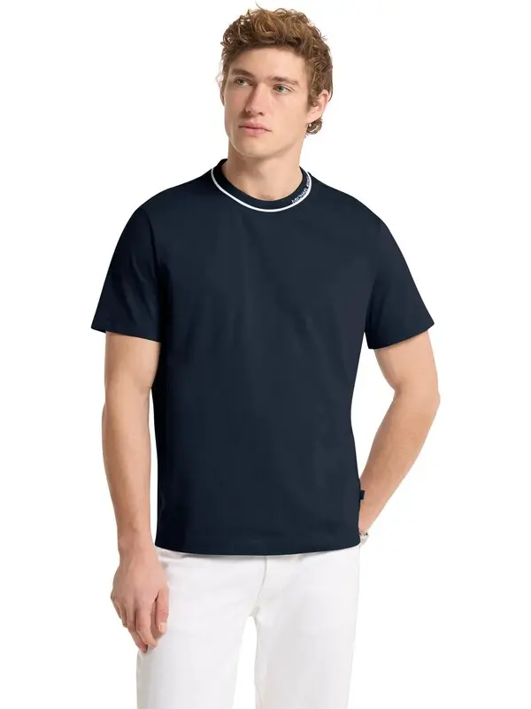 Michael Kors Logo Trim Cotton Jersey T-shirt In Size By - Blue