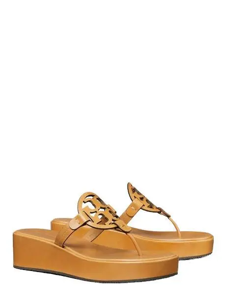 Tory Burch Miller Platform Wedge Thong Sandal - Walnut