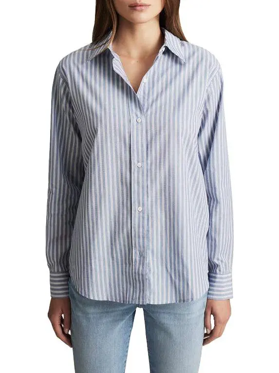 MAVI Stripe Cotton Button-up Shirt - Indigo Blue Stripe