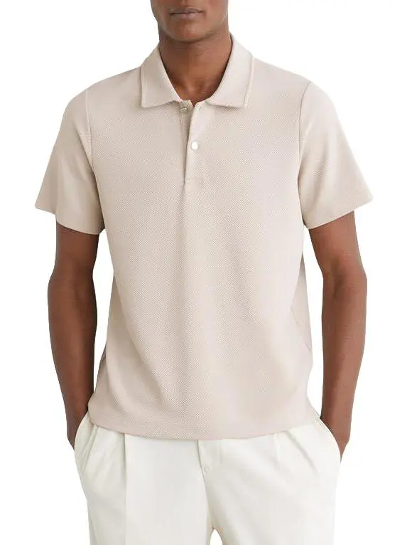 REISS Kennedy Textured Polo - Stone