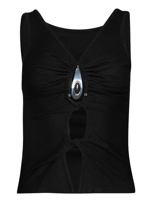 Christopher Esber Crystal Pendant Open Twist Tank - Black