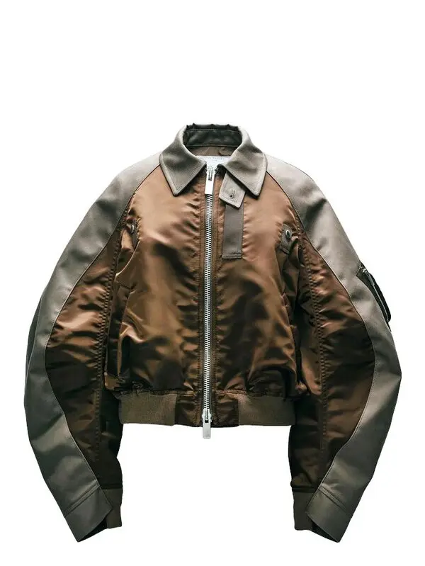 Sacai Cotton Chino X Nylon Twill Blouson - Brown