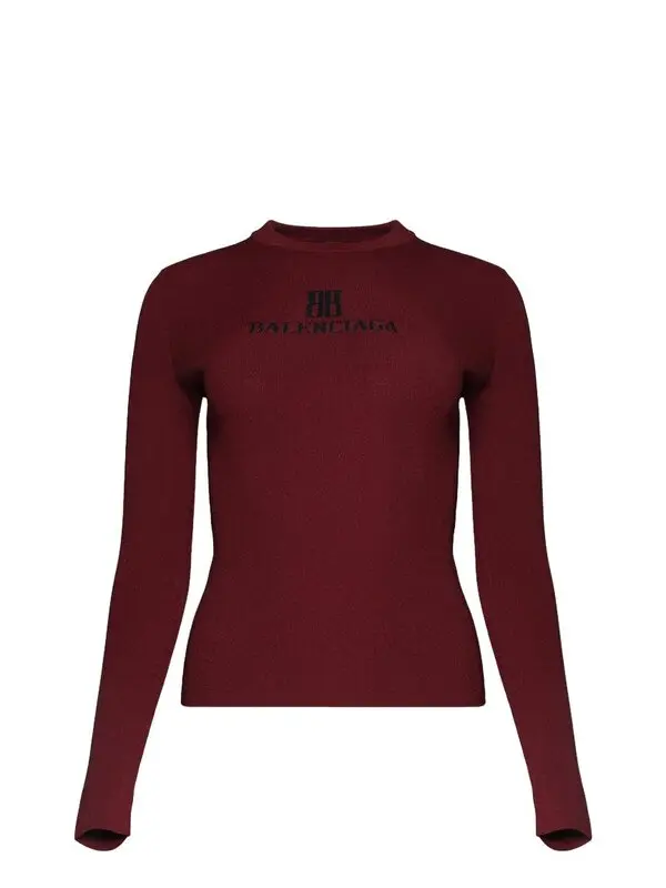 Balenciaga Long Sleeve Crewneck Tee - Red