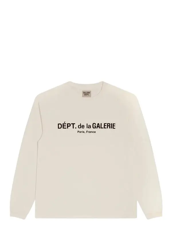 GALLERY DEPT. French Logo Lux Long Sleeve Tee Washed Cream - White