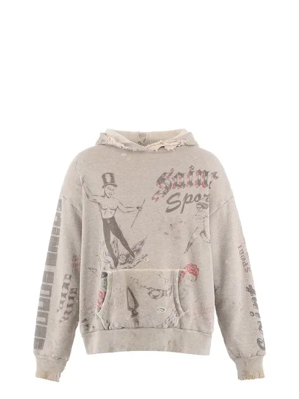 SAINT MXXXXXX X Alexis Ross Long Sleeve Drawing Hoodie - Gray