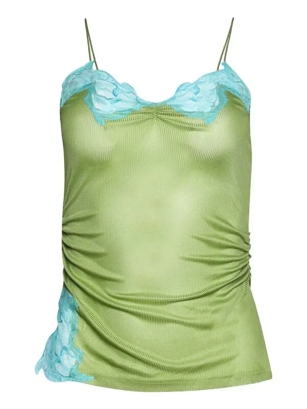 Christopher Esber Delphin Lace Rib Cami - Green
