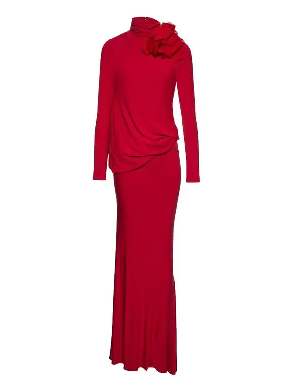 Magda Butrym Long Open Back High Neck Dress - Red