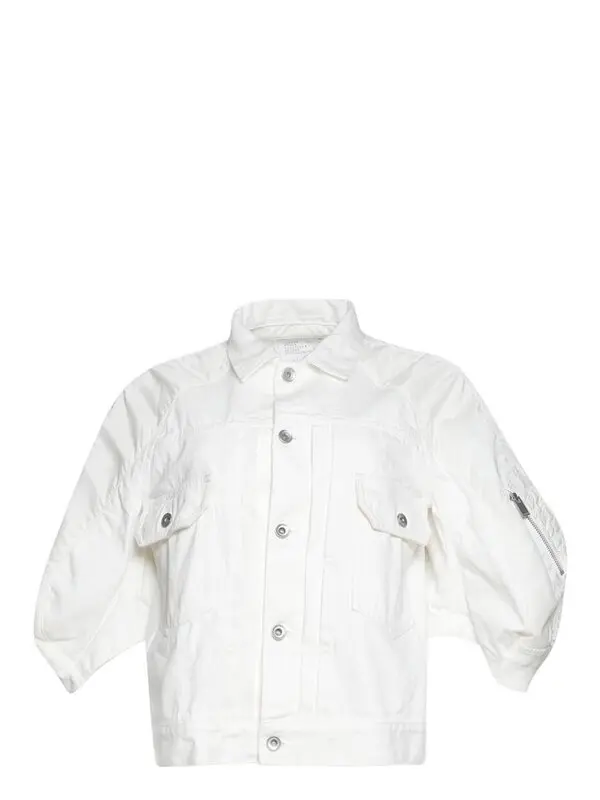 Sacai Denim And Nylon Twill Jacket - White