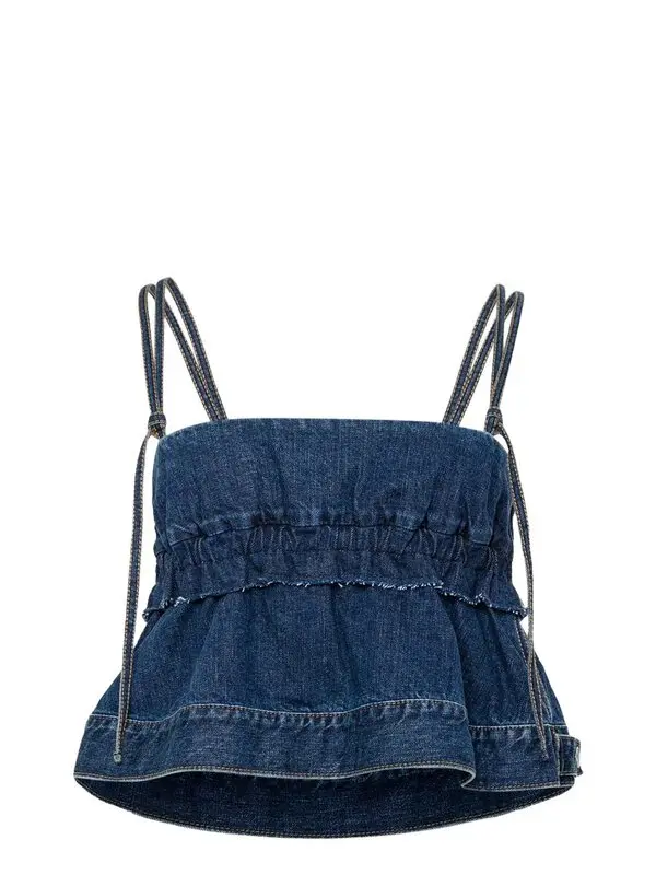 Sacai Denim Cropped Pullover Top - Blue
