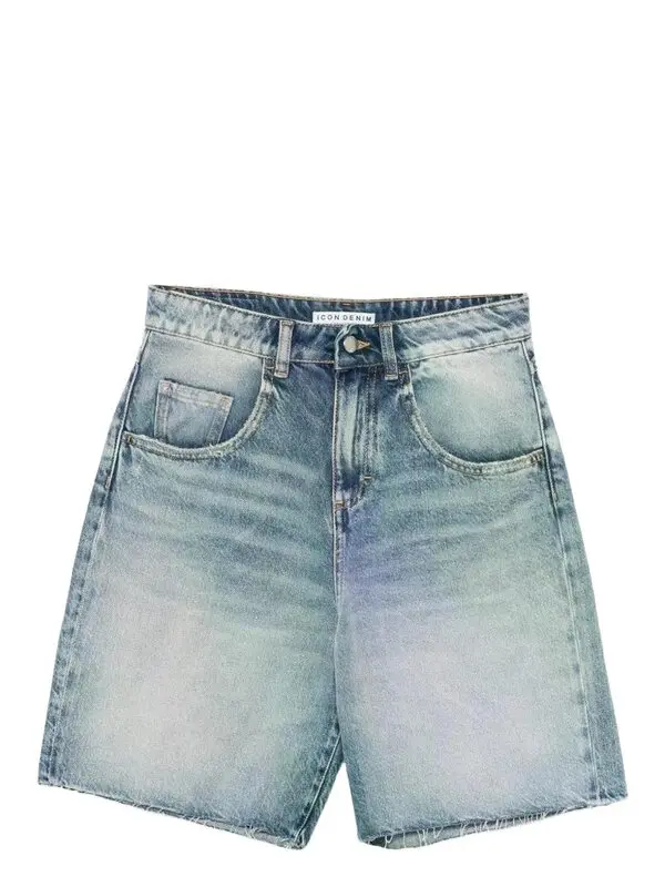 ICON DENIM LOS ANGELES Frayed Denim Shorts - Neutrals