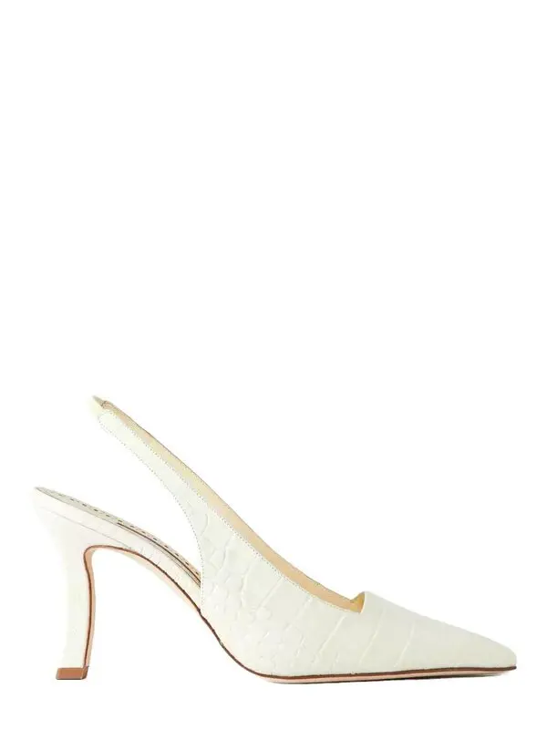 Manolo Blahnik Moirasli Pointed Pumps - White