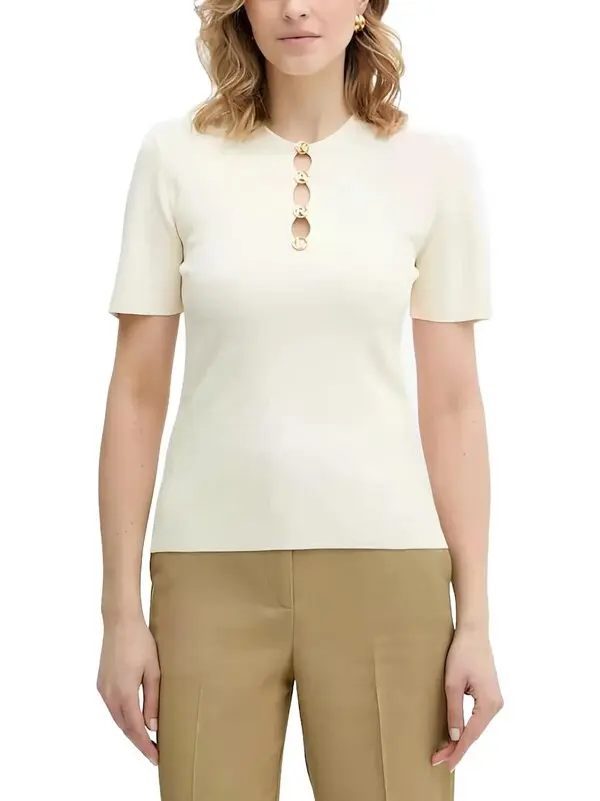 Karl Lagerfeld Button Knit Top - Neutrals