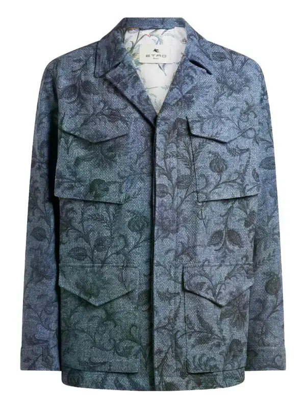 Etro Floral-print Jacket - Blue