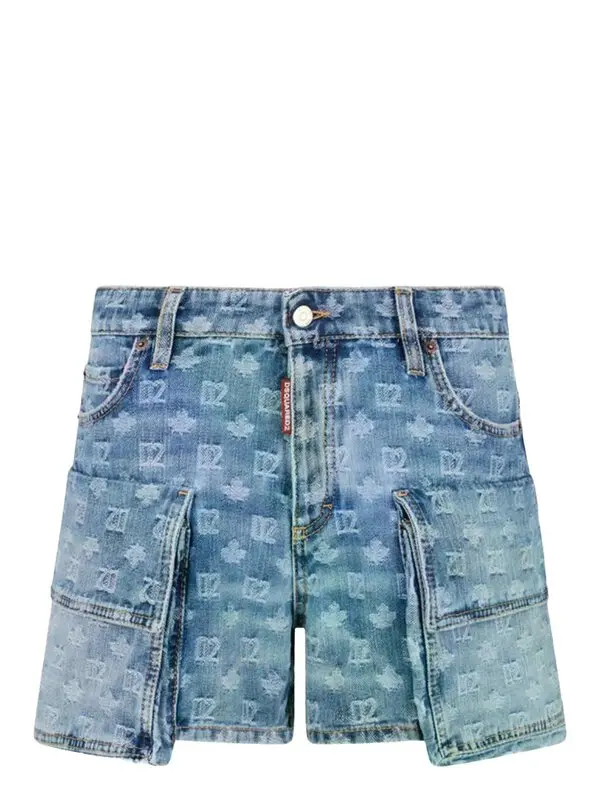 Dsquared2 Logo-embellishment Cargo Denim Shorts - Blue
