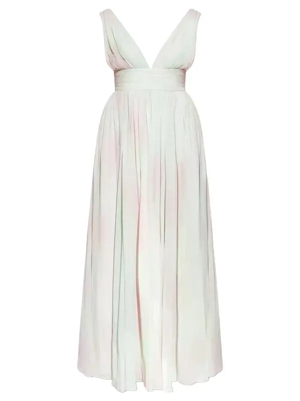 LoveShackFancy Madeleine V-neck Maxi Dress - White