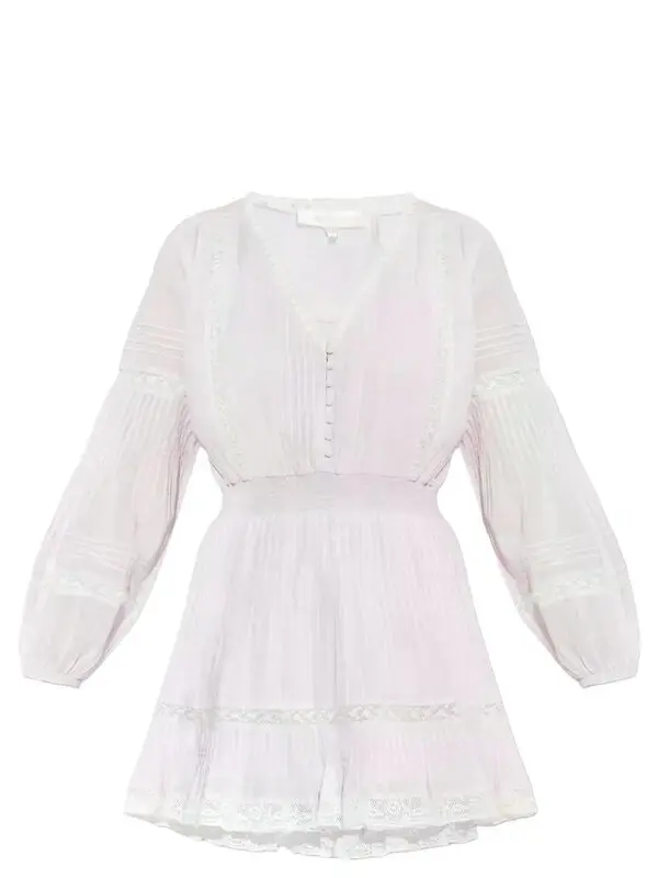 LoveShackFancy Lace-detail Pleated Mini Dress - Pink