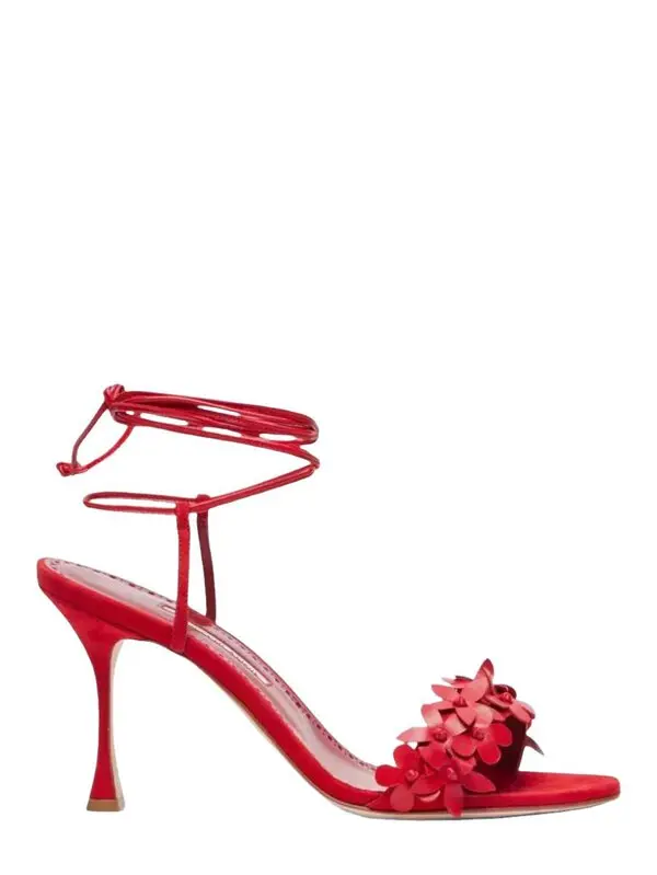 Manolo Blahnik Anista Floral-detail Sandals - Red