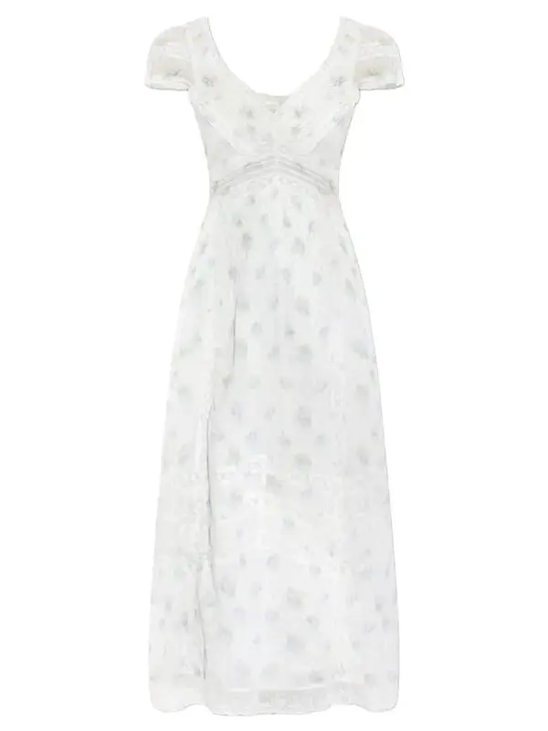LoveShackFancy Suvi Lace Floral-print Midi Dress - White