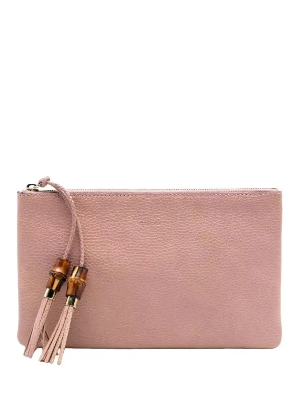 Gucci Calfskin Bamboo Clutch Bag - Pink
