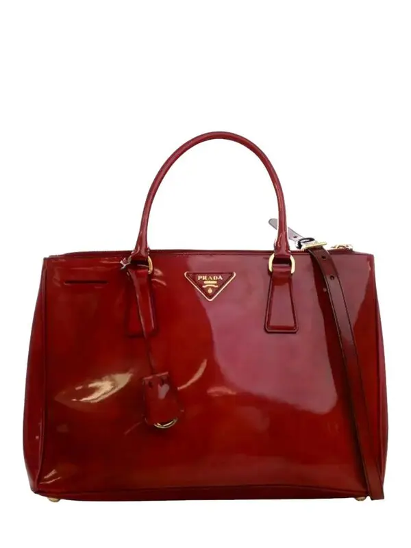Prada Medium Spazzolato Galleria Double Zip Satchel - Red