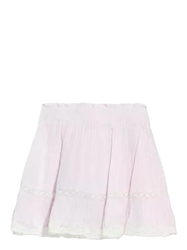 LoveShackFancy Gloriana Pleated Mini Skirt With Lace Detail - Pink