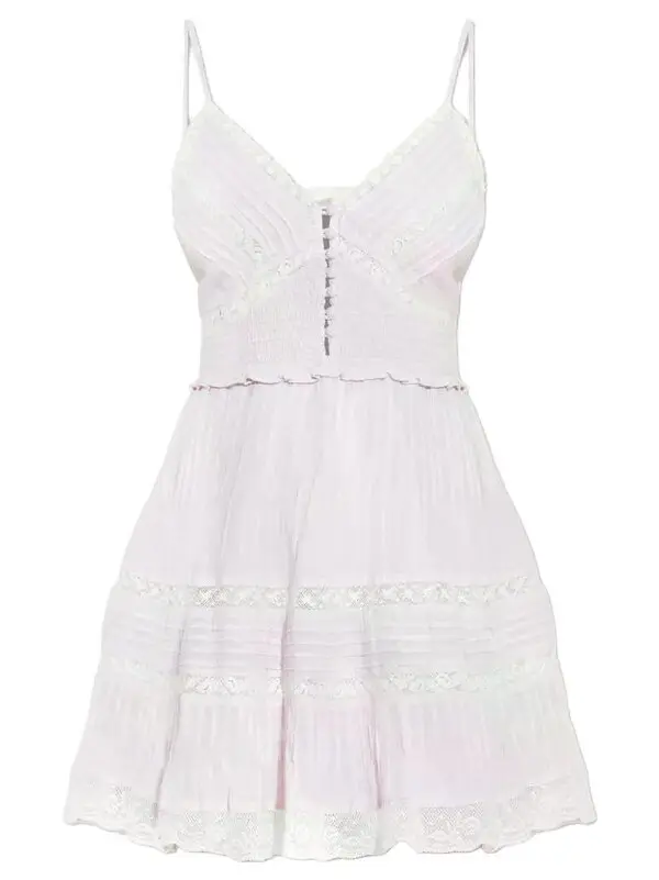 LoveShackFancy Krista Lace-detail Smocked Mini Dress - Pink