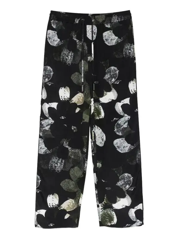 Iceberg Floral Drawstring Trousers - Black