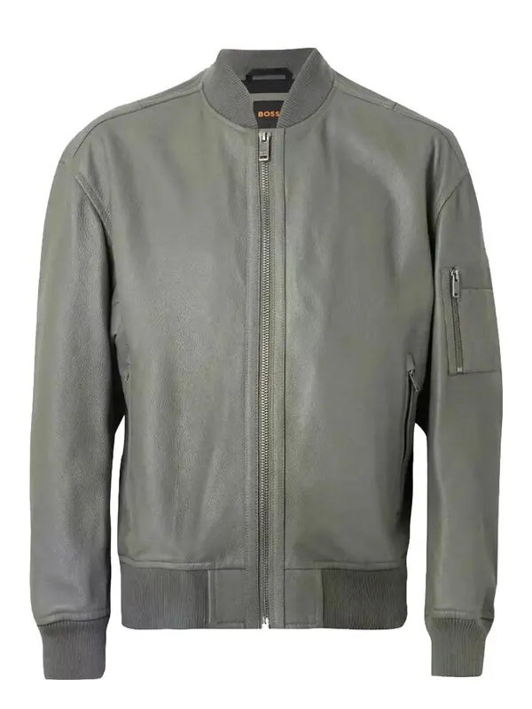 BOSS Jakri Leather Jacket - Grey