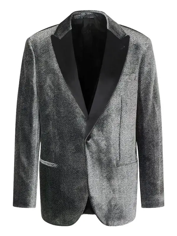 Giorgio Armani Single-breasted Devoré-velvet Tuxedo Jacket - Black