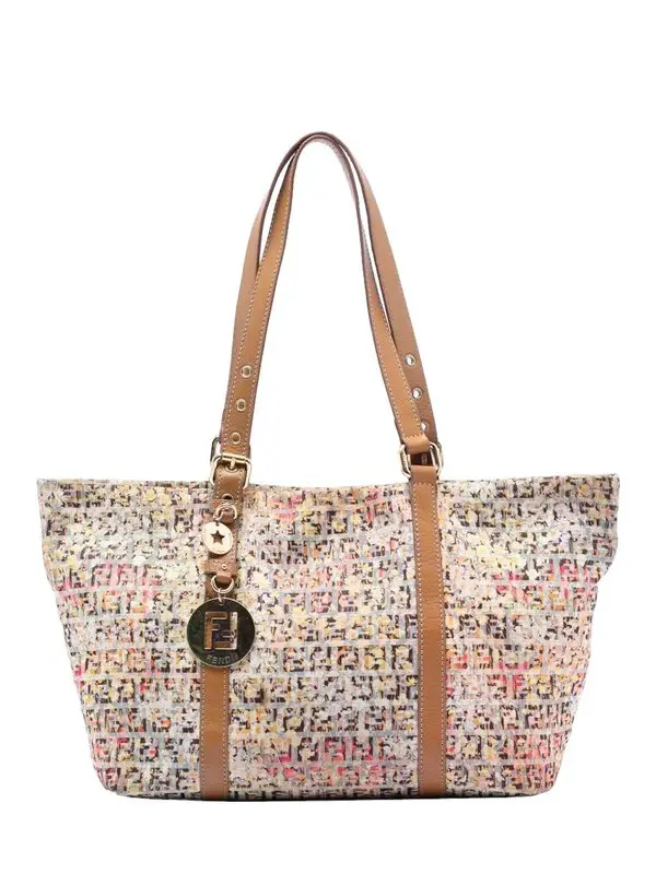 Fendi Zucchino Canvas Floral Superstar Tote Bag - Pink