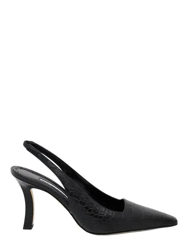 Manolo Blahnik Moirasli Embossed Pointed-toe Pumps - Black