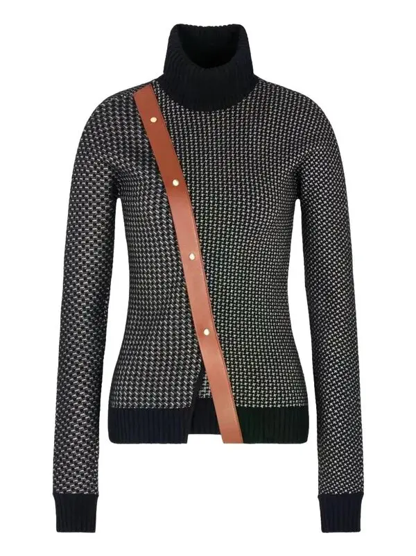 Giorgio Armani Jacquard Knit Mock-neck Sweater - Black