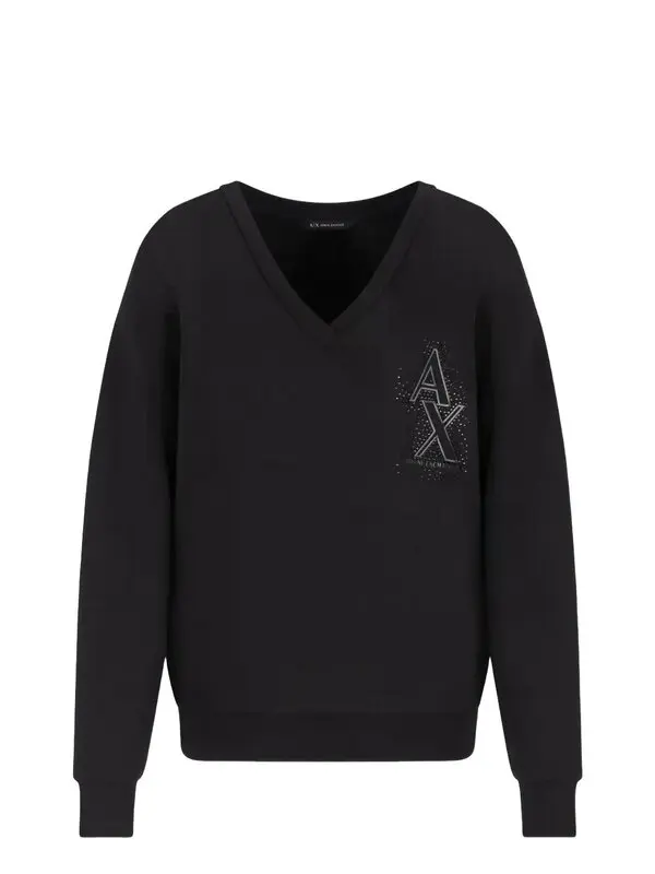 Armani Exchange Embellished V-neck Sweatshirt - Black