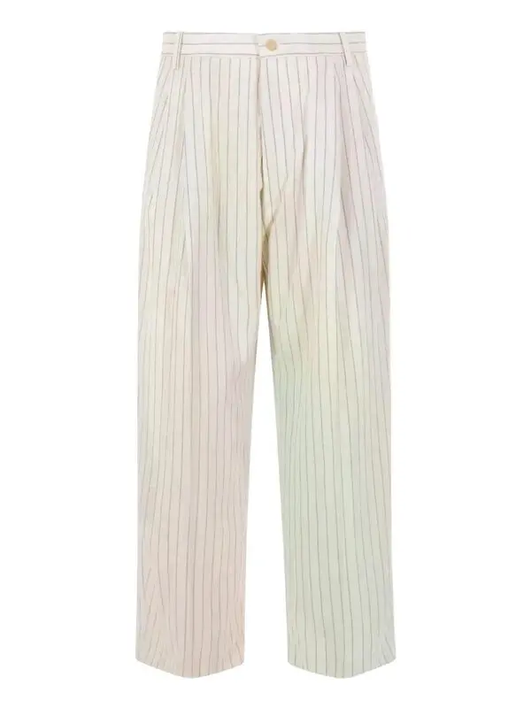 HED MAYNER Pinstripe Cropped Trousers - Neutrals